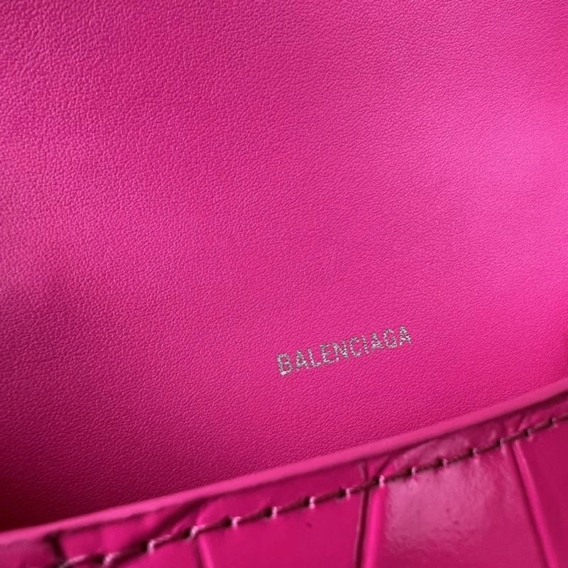 Value-priced Balenciaga Hot Pink Crocodile Hourglass Bag - XS Size