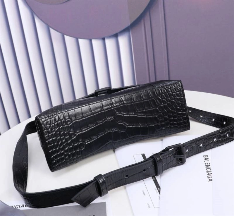 Bargain Balenciaga Hourglass Arc Crocodile Black Buckle Bag - LG-6068S