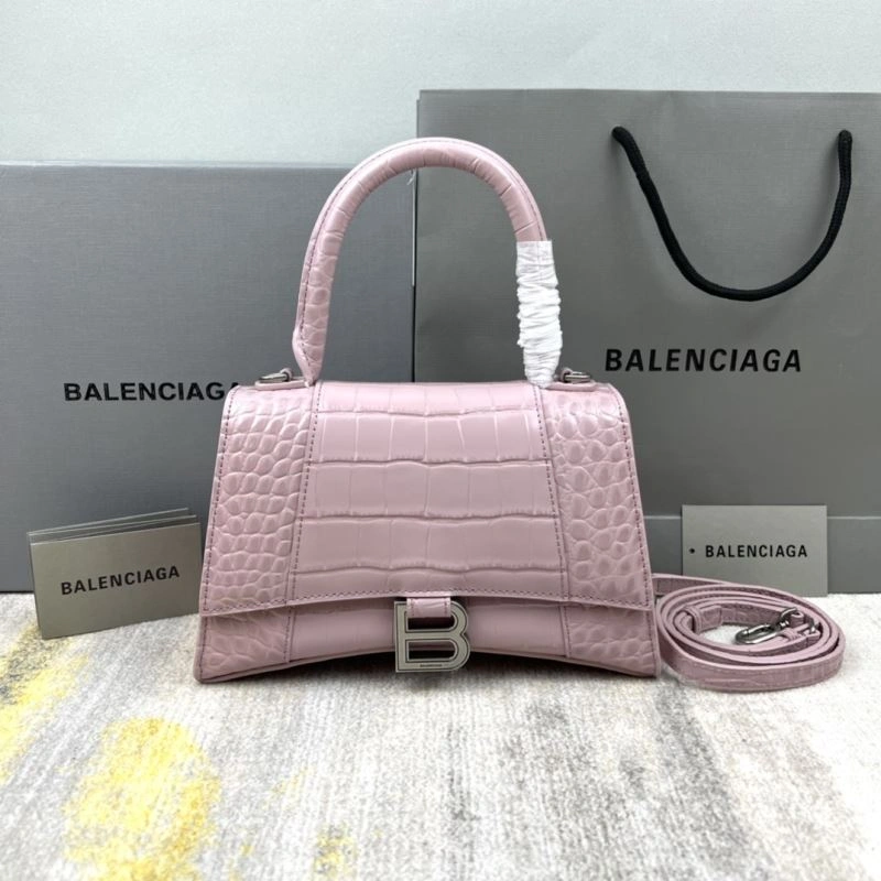 Balenciaga Hourglass Bag - Blush Pink Crocodile Pattern