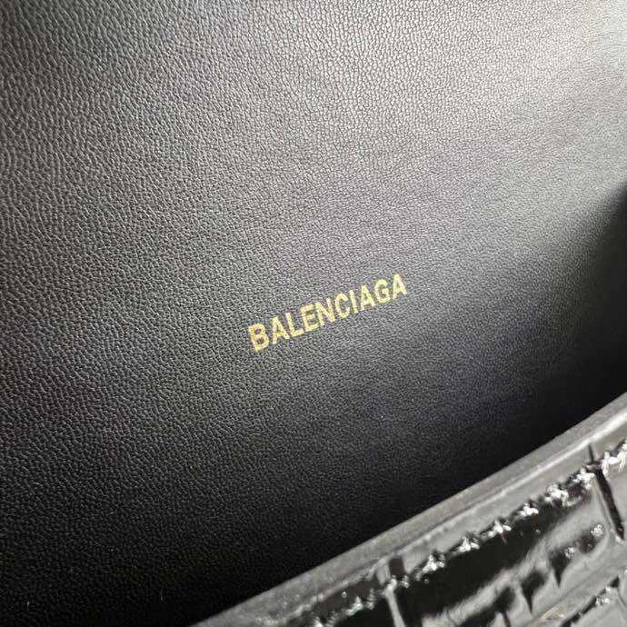 Value-priced Balenciaga Hourglass Bag - Crocodile Pattern with Gold Buckle