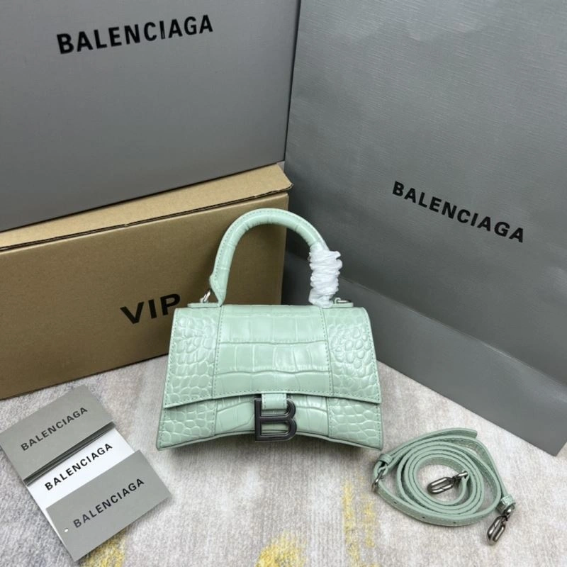 Balenciaga Hourglass Bag - Mint Green Crocodile Pattern