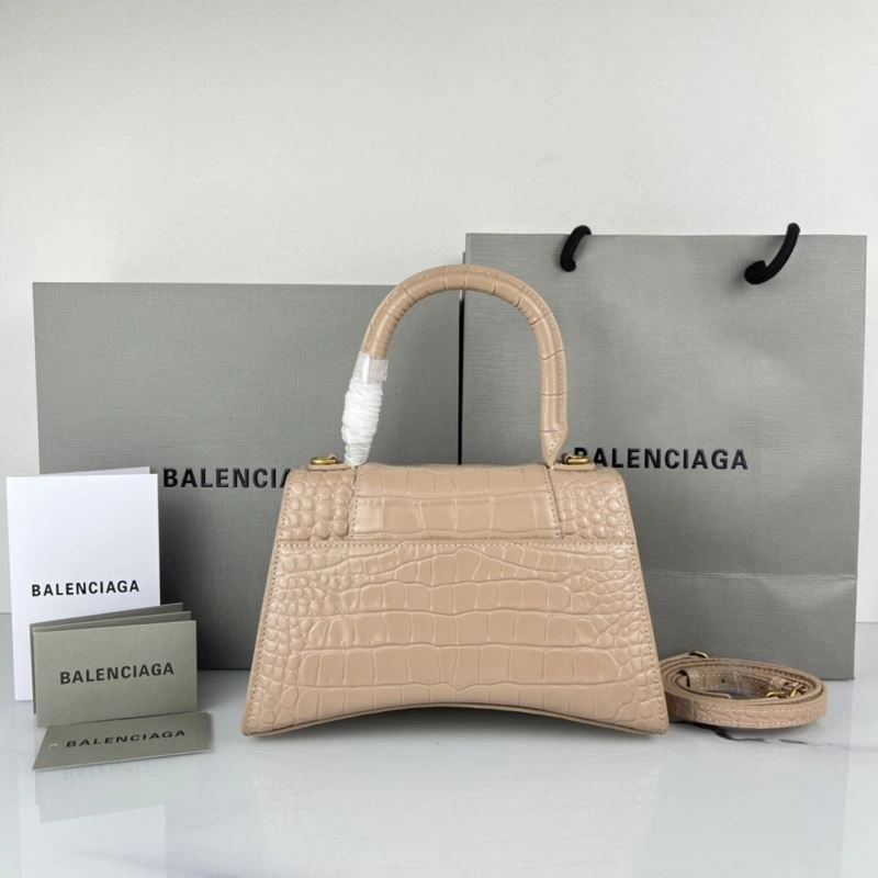 Exact replica Balenciaga Hourglass Bag - Naked Pink Crocodile with Gold Buckle