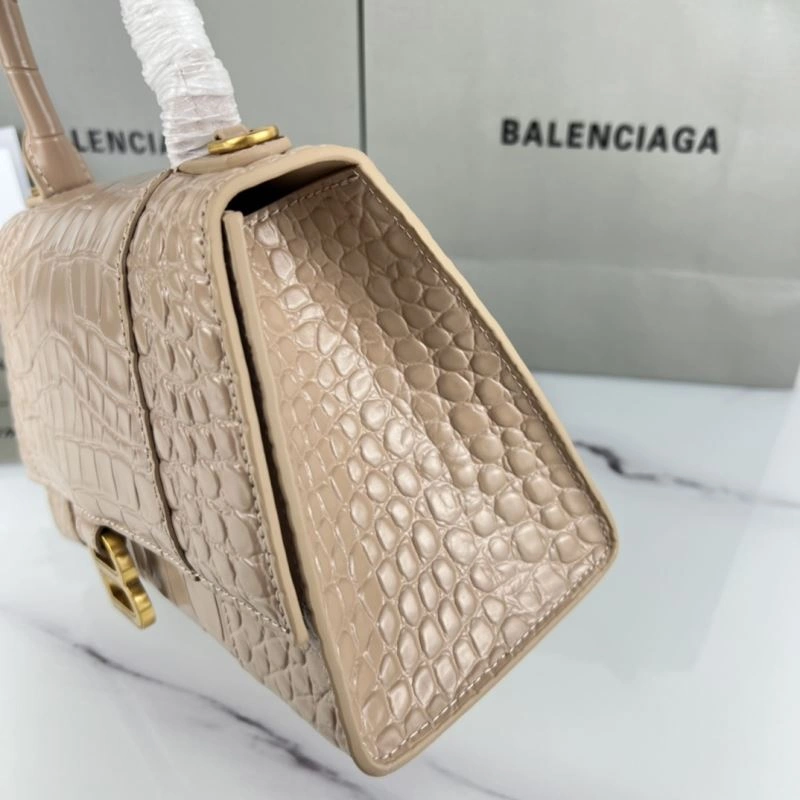 Exact replica Balenciaga Hourglass Bag - Naked Pink Crocodile with Gold Buckle