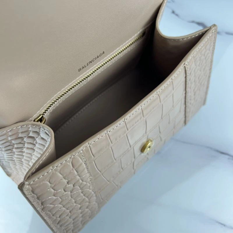 Exact replica Balenciaga Hourglass Bag - Naked Pink Crocodile with Gold Buckle