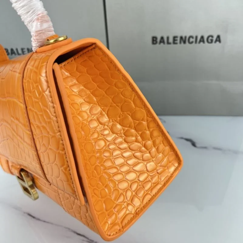 Top mirror Balenciaga Hourglass Bag - Orange Crocodile with Gold Buckle