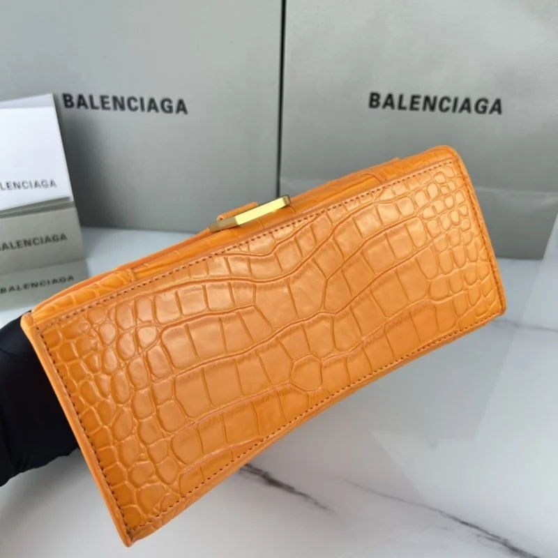 Top mirror Balenciaga Hourglass Bag - Orange Crocodile with Gold Buckle