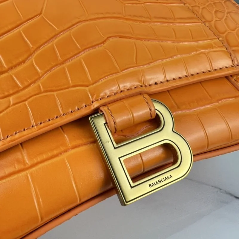 Top mirror Balenciaga Hourglass Bag - Orange Crocodile with Gold Buckle