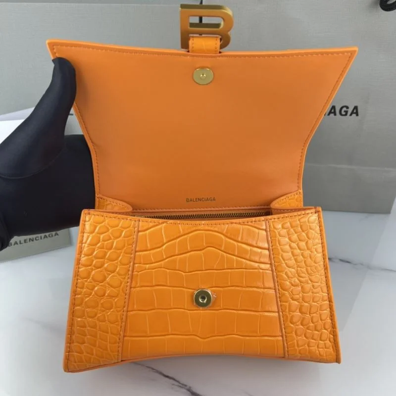 Top mirror Balenciaga Hourglass Bag - Orange Crocodile with Gold Buckle