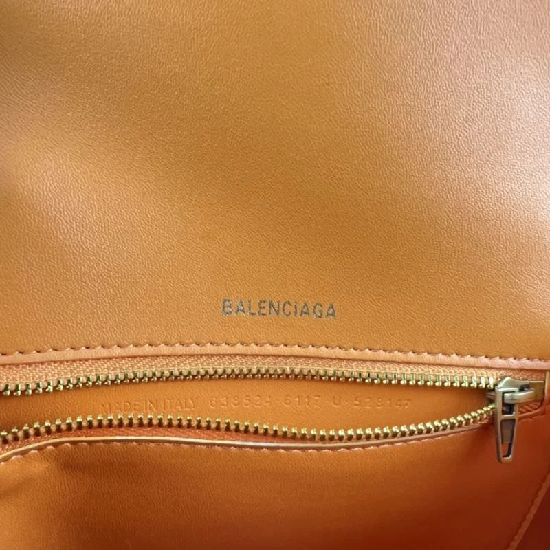 Top mirror Balenciaga Hourglass Bag - Orange Crocodile with Gold Buckle