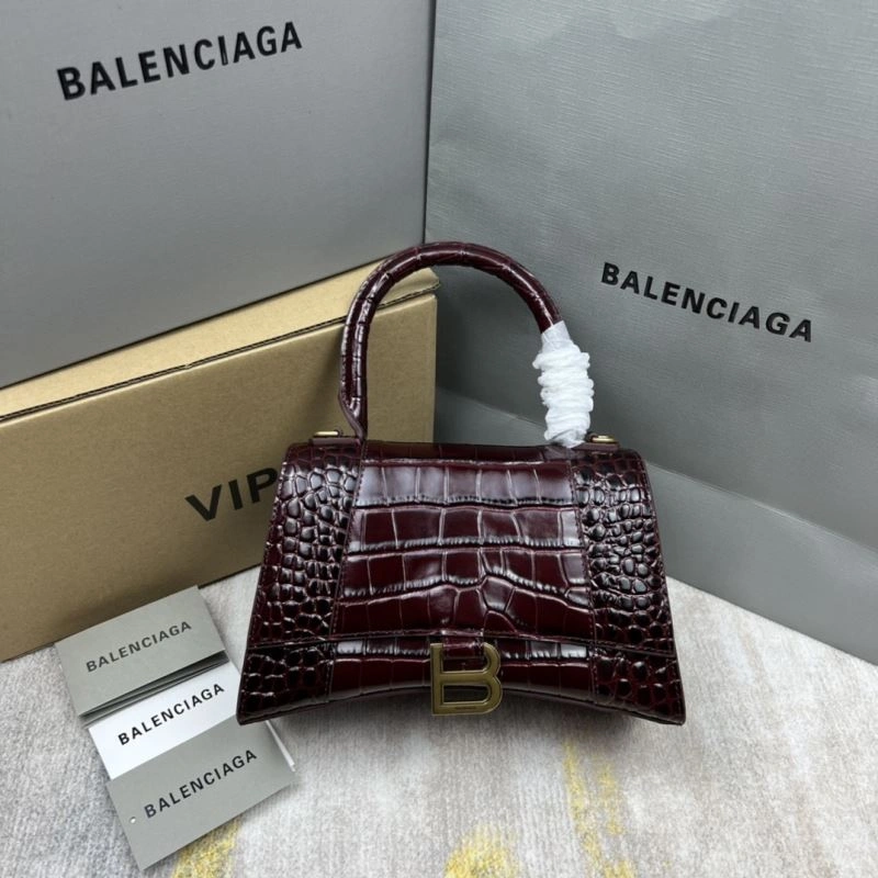 Balenciaga Hourglass Bag - Wine Red Crocodile Pattern