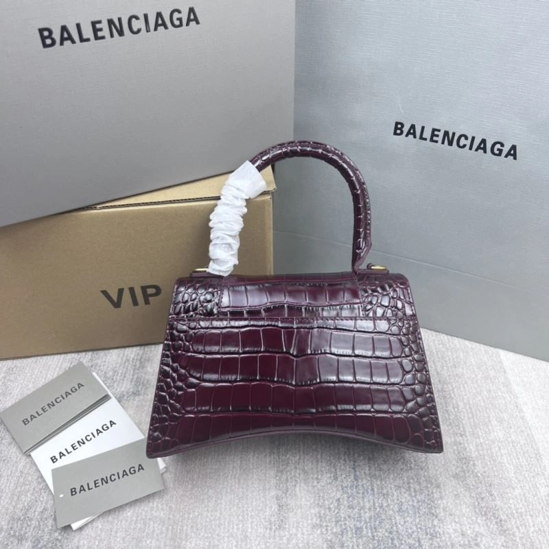 Inexpensive Balenciaga Hourglass Bag - Wine Red Crocodile Pattern