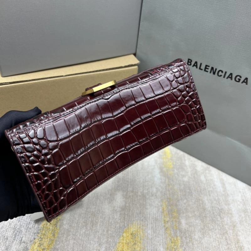Inexpensive Balenciaga Hourglass Bag - Wine Red Crocodile Pattern