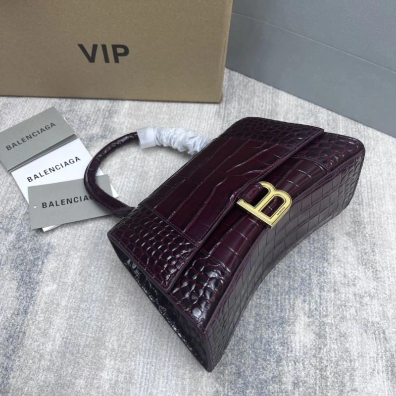 Inexpensive Balenciaga Hourglass Bag - Wine Red Crocodile Pattern