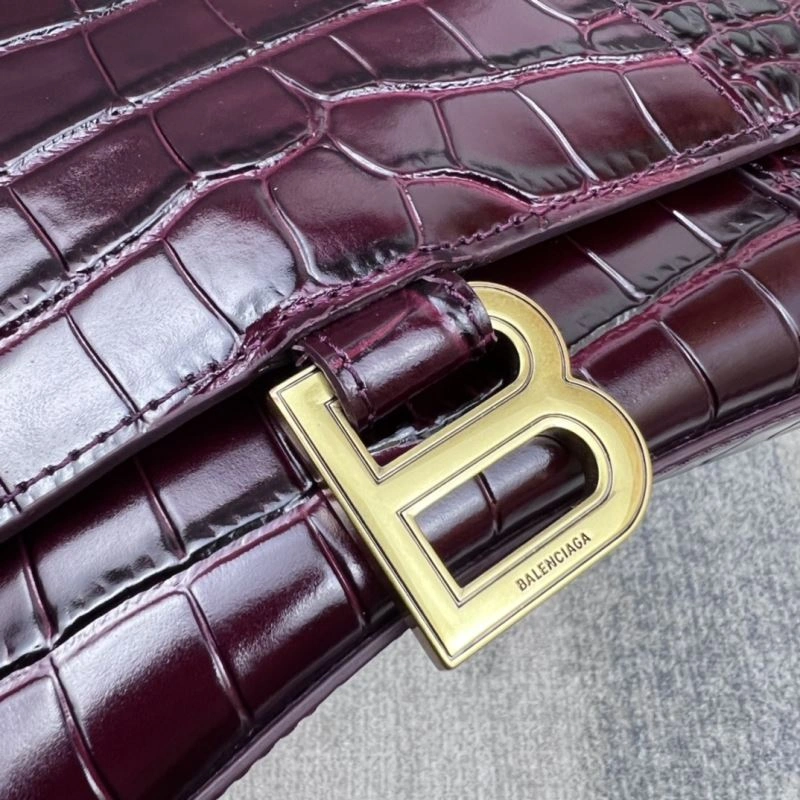 Inexpensive Balenciaga Hourglass Bag - Wine Red Crocodile Pattern