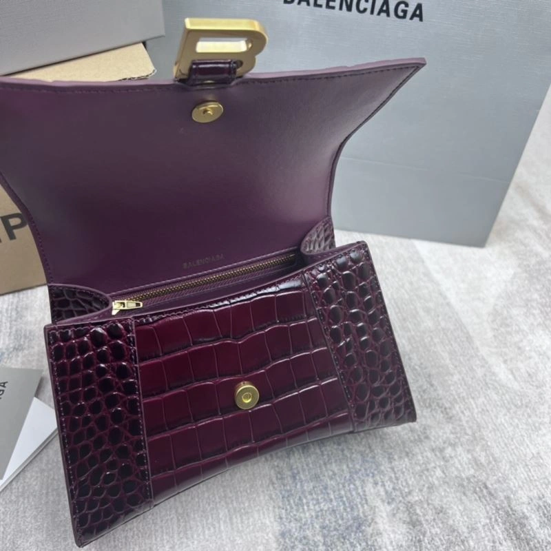 Inexpensive Balenciaga Hourglass Bag - Wine Red Crocodile Pattern