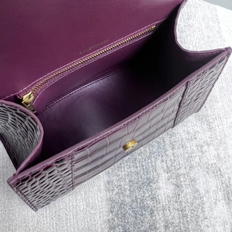 Inexpensive Balenciaga Hourglass Bag - Wine Red Crocodile Pattern