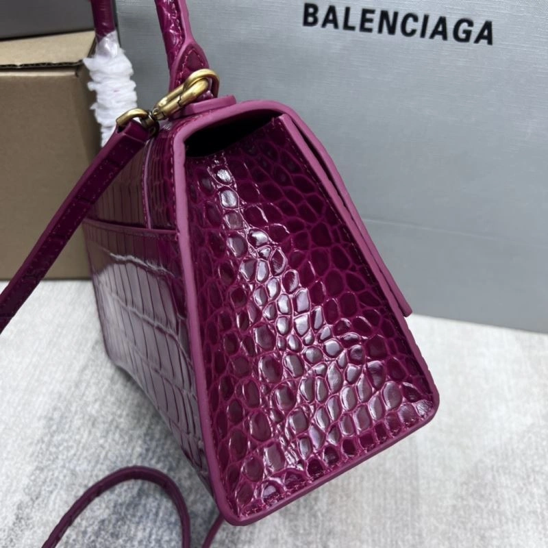Exact replica Balenciaga Hourglass Bag in Cherry Red Crocodile Pattern