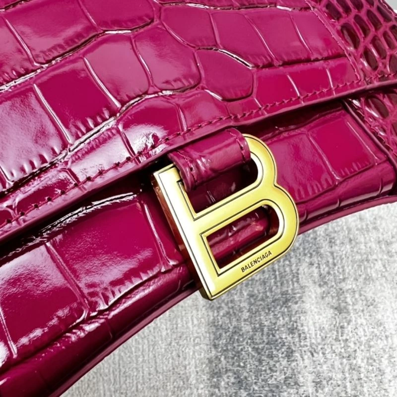Exact replica Balenciaga Hourglass Bag in Cherry Red Crocodile Pattern