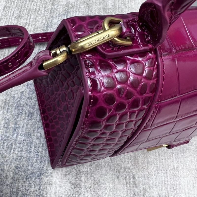 Exact replica Balenciaga Hourglass Bag in Cherry Red Crocodile Pattern