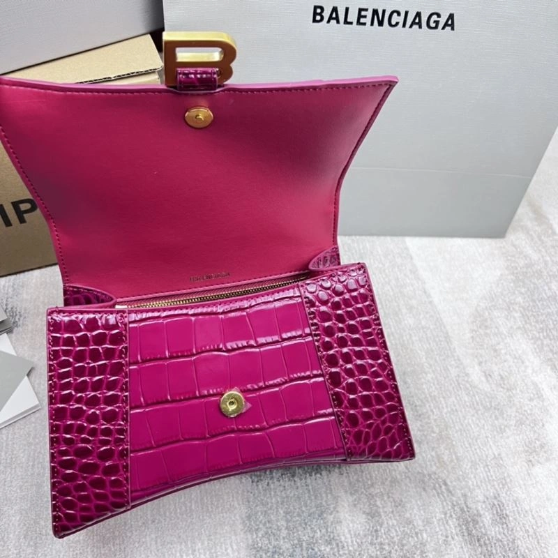 Exact replica Balenciaga Hourglass Bag in Cherry Red Crocodile Pattern