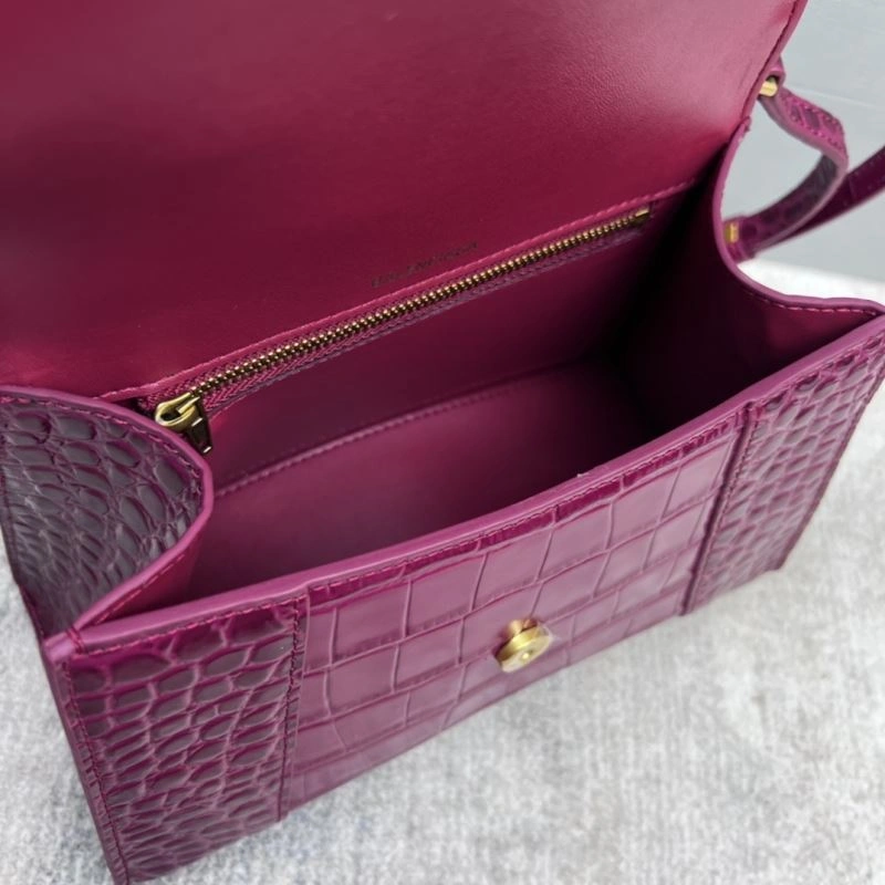 Exact replica Balenciaga Hourglass Bag in Cherry Red Crocodile Pattern
