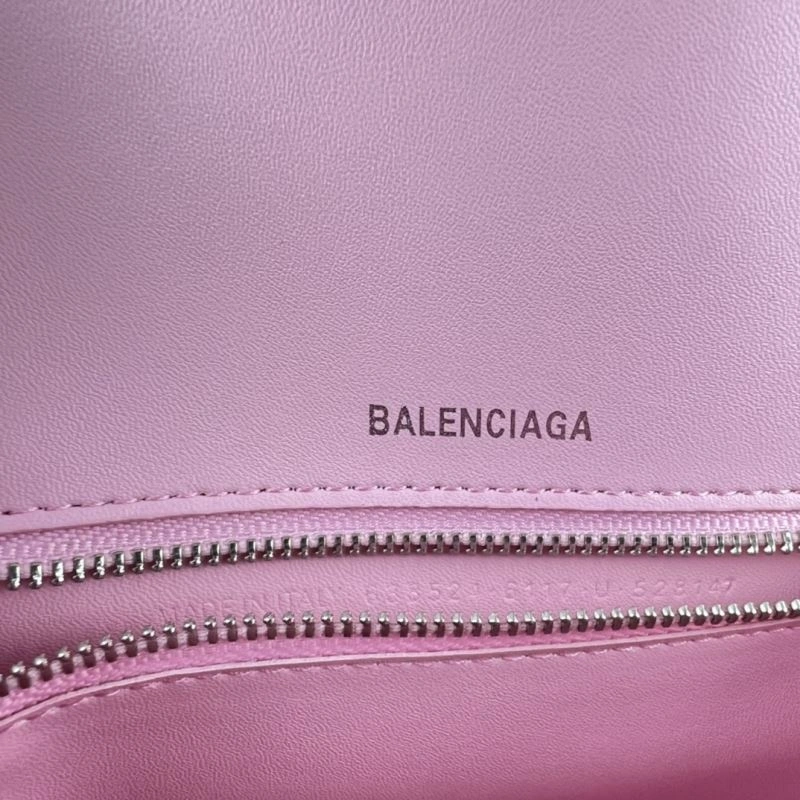 Budget-friendly Balenciaga Hourglass Bag in Sakura Pink Crocodile with Silver Buckle