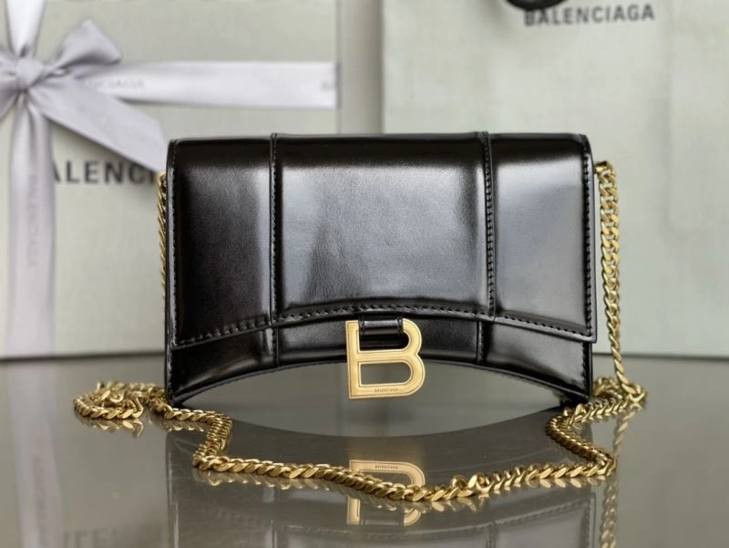 Balenciaga Hourglass Chain Bag - Black with Gold Buckle