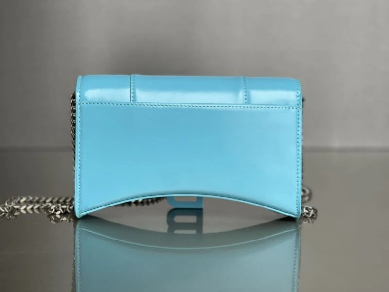 Authentic Balenciaga Hourglass Chain Bag in Plain Sky Blue with Buckle