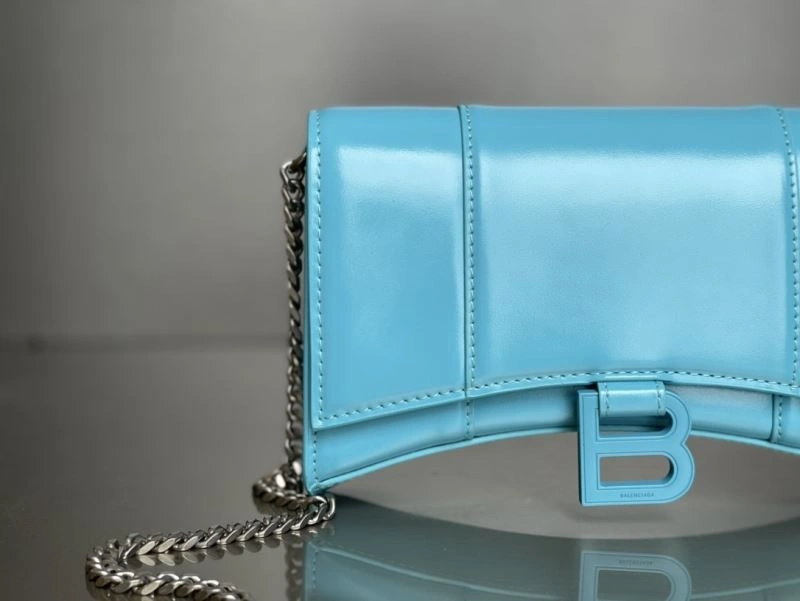 Authentic Balenciaga Hourglass Chain Bag in Plain Sky Blue with Buckle