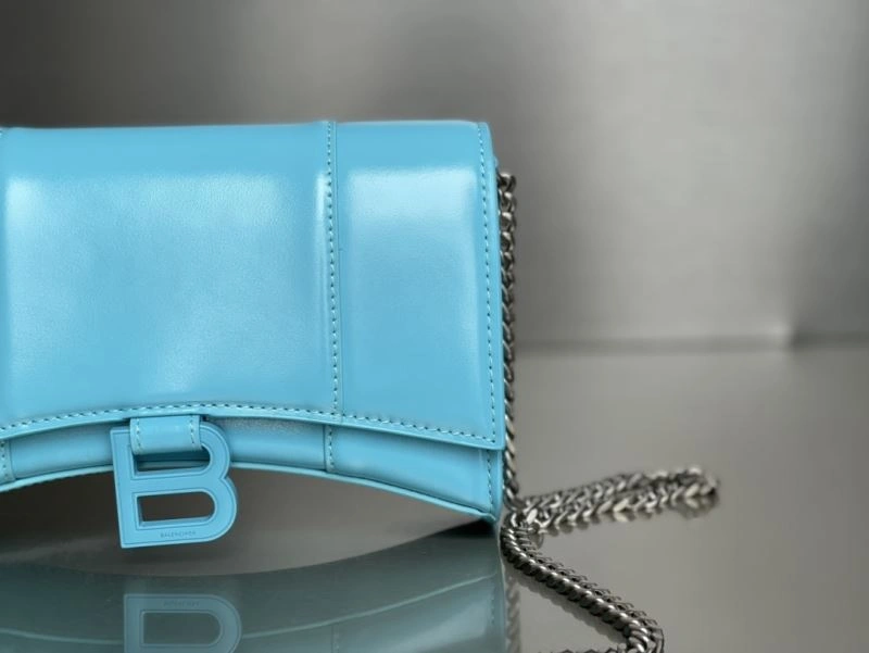 Authentic Balenciaga Hourglass Chain Bag in Plain Sky Blue with Buckle