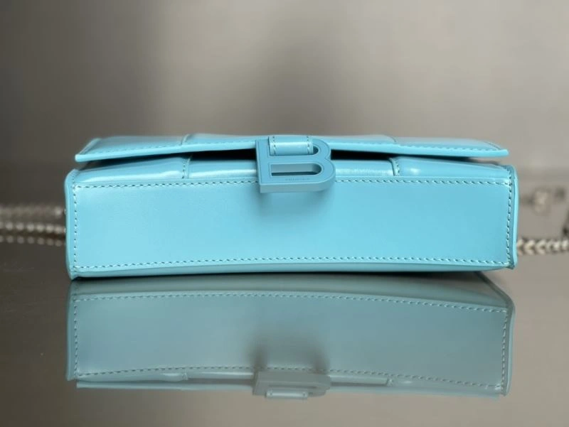 Authentic Balenciaga Hourglass Chain Bag in Plain Sky Blue with Buckle