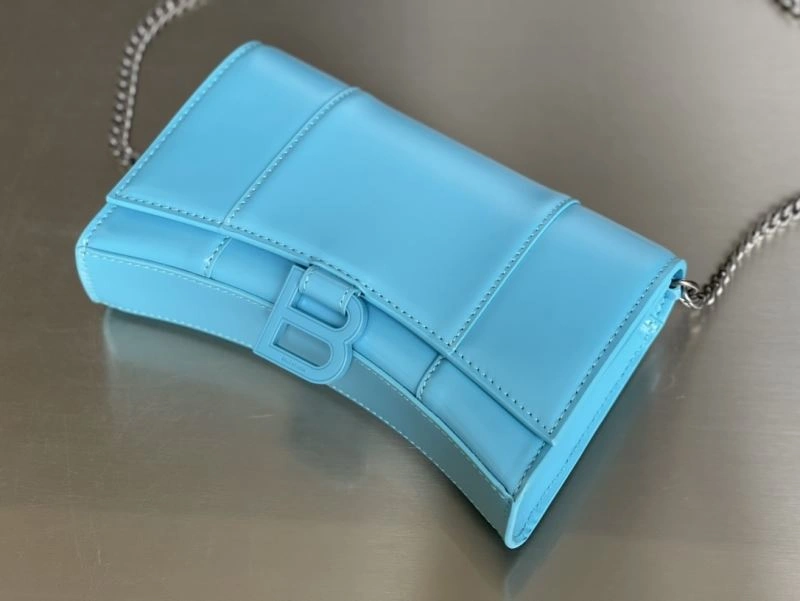 Authentic Balenciaga Hourglass Chain Bag in Plain Sky Blue with Buckle