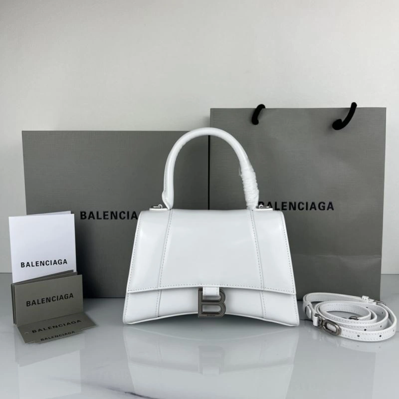 Balenciaga Hourglass Cowhide Bag with Silver Buckle - 23x10x24cm