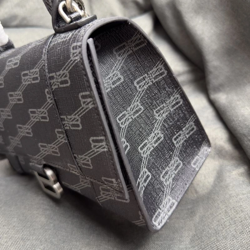 Budget-friendly Balenciaga Hourglass Crescent Moon Black Silver Buckle Bag