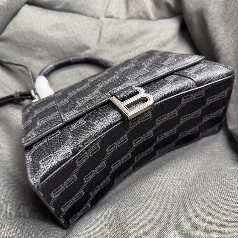 Budget-friendly Balenciaga Hourglass Crescent Moon Black Silver Buckle Bag