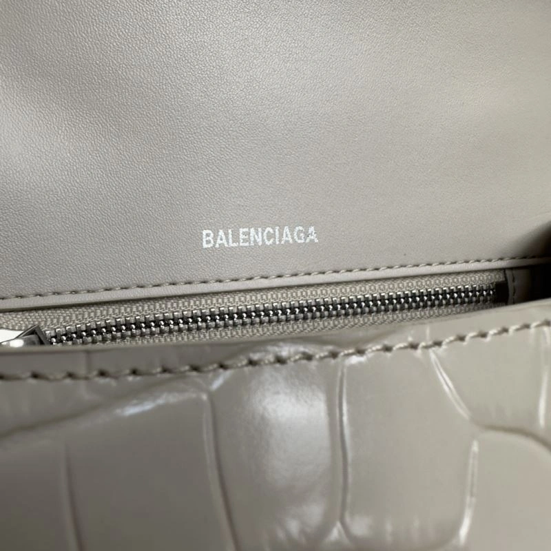 Economical Balenciaga Hourglass Croc-Pattern Bag with Silver Buckle