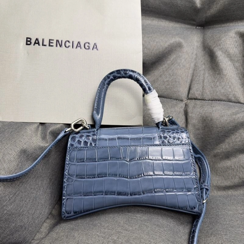 Accurate model Balenciaga Hourglass Croc XS Bag - Gray-Blue Silver Buckle