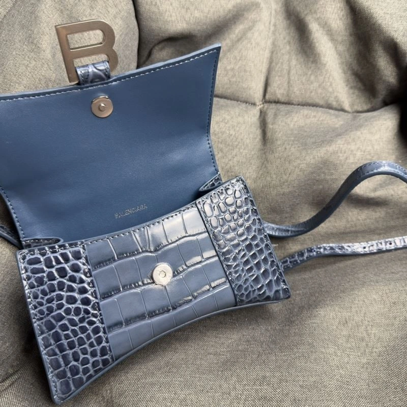 Accurate model Balenciaga Hourglass Croc XS Bag - Gray-Blue Silver Buckle