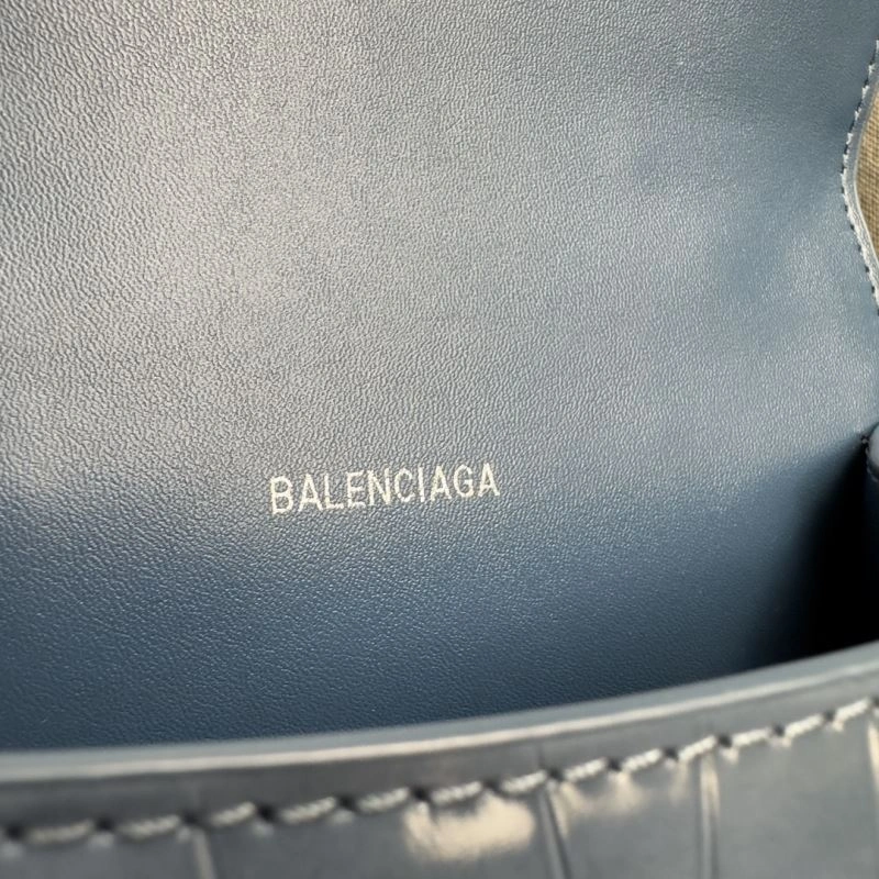 Accurate model Balenciaga Hourglass Croc XS Bag - Gray-Blue Silver Buckle