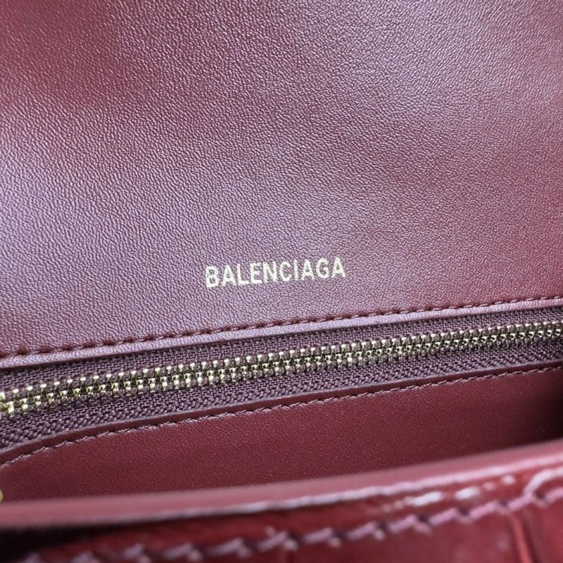 Indistinguishable Balenciaga Hourglass Crocodile Bag in Burgundy with Gold Buckle