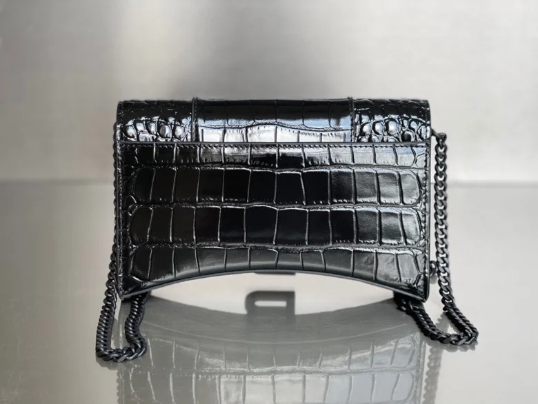 Inexpensive Balenciaga Hourglass Crocodile Black Buckle Chain Bag