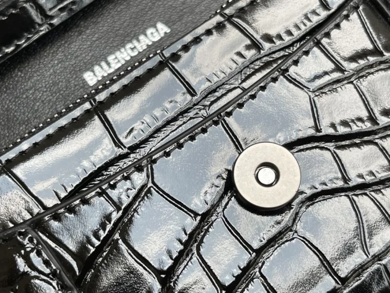 Inexpensive Balenciaga Hourglass Crocodile Black Buckle Chain Bag
