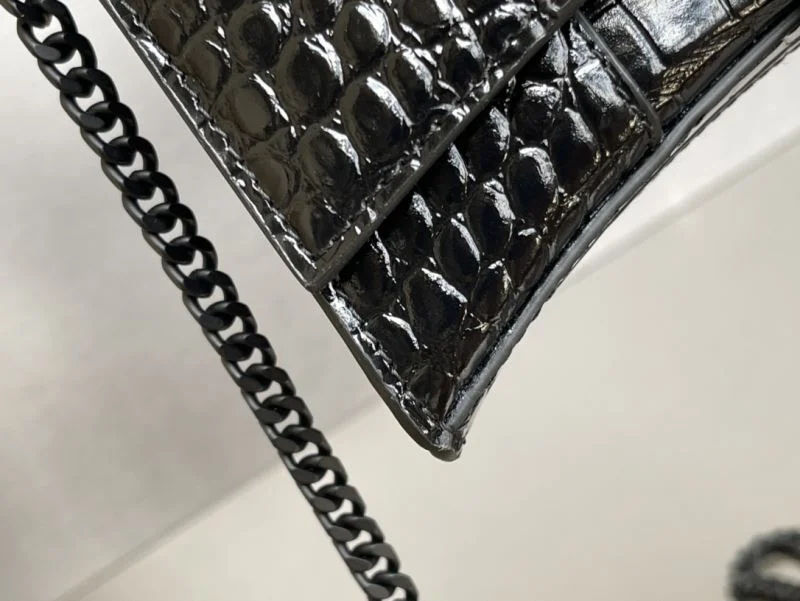 Inexpensive Balenciaga Hourglass Crocodile Black Buckle Chain Bag