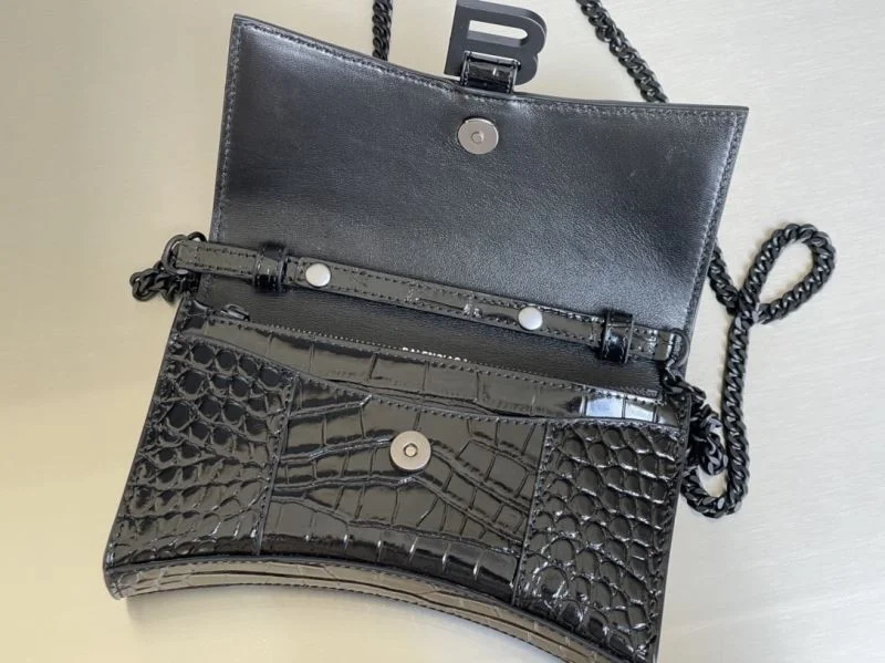 Inexpensive Balenciaga Hourglass Crocodile Black Buckle Chain Bag