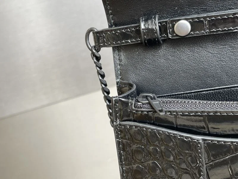 Inexpensive Balenciaga Hourglass Crocodile Black Buckle Chain Bag