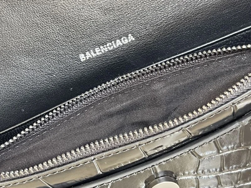 Inexpensive Balenciaga Hourglass Crocodile Black Buckle Chain Bag