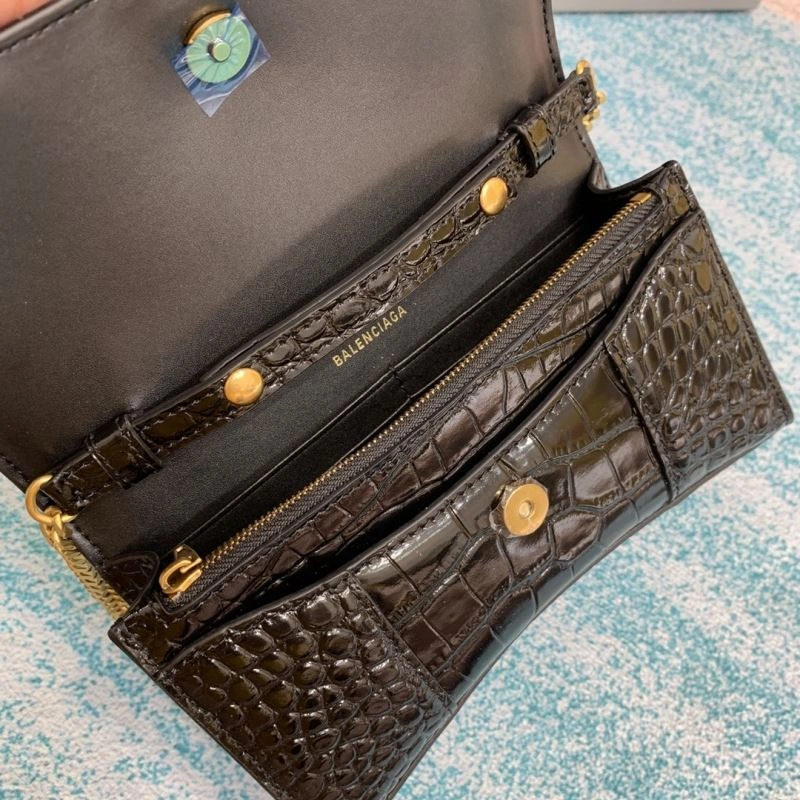Brand-original Balenciaga Hourglass Crocodile Chain Bag in Black Gold