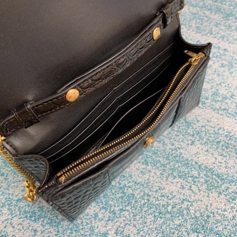 Brand-original Balenciaga Hourglass Crocodile Chain Bag in Black Gold