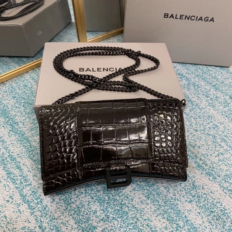 Balenciaga Hourglass Crocodile Chain Bag with B-Pull Tab