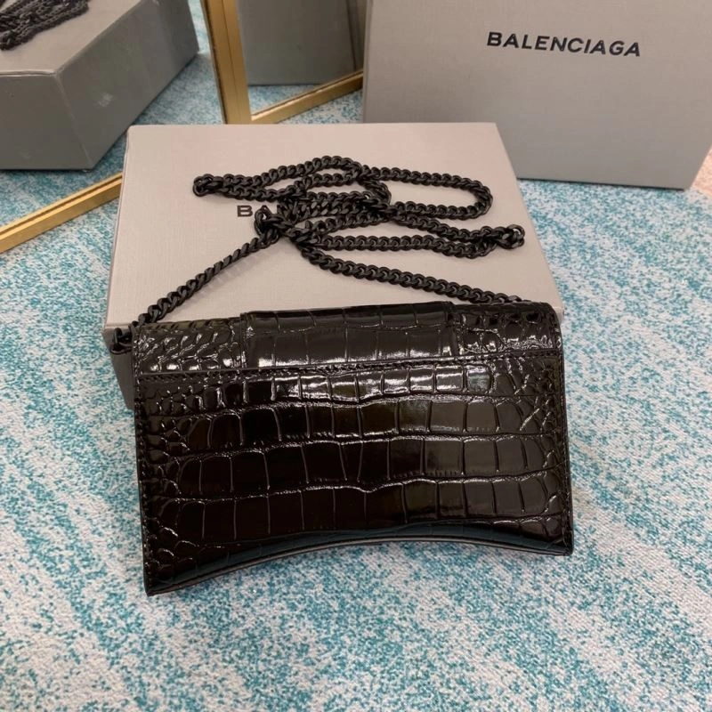 Authentic Balenciaga Hourglass Crocodile Chain Bag with B-Pull Tab